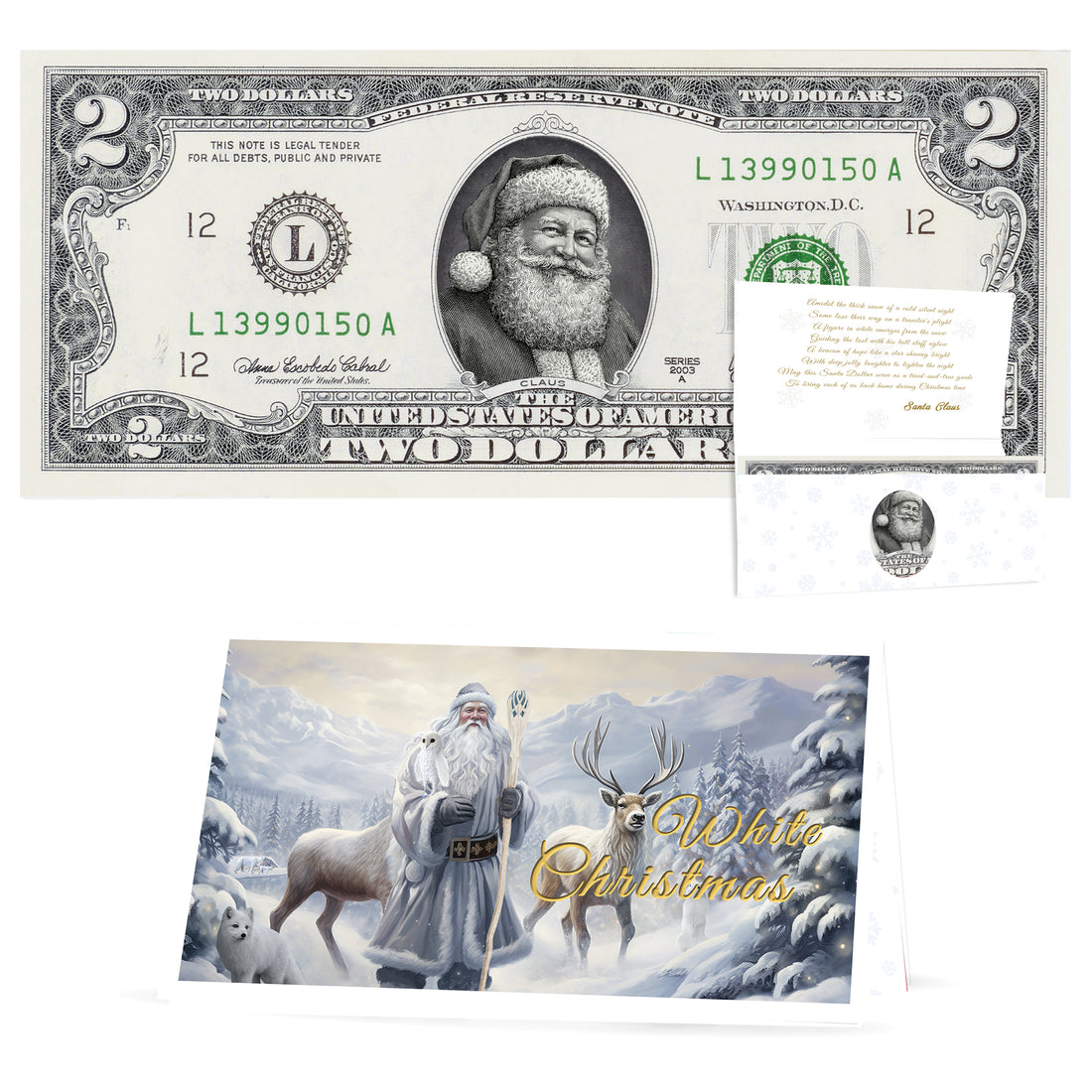 Official Santa Claus $2 Bill. Real USD. Card and Letter from Santa ...