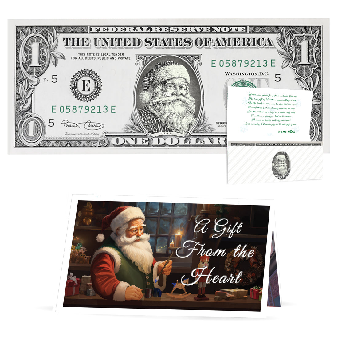 The Official Santa Claus Dollar Bill. "Red Rosy Cheeks" Version. Perfe ...