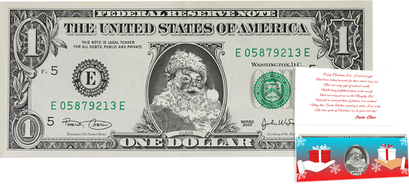 The Official Santa Claus Dollar Bill. Santa Dollar $1: Give the Gift o ...